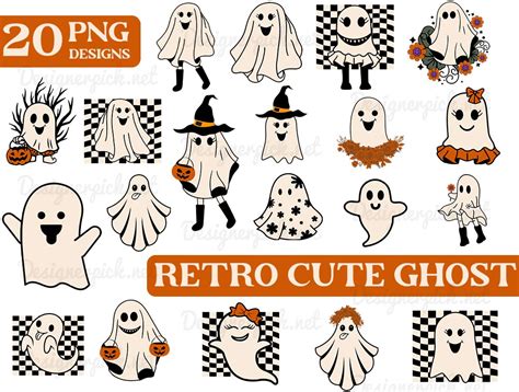 Retro Cute Ghost Sublimation Bundle Halloween Png Best Quality