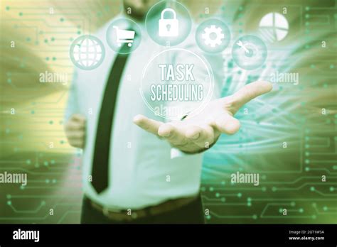 Conceptual Display Task Scheduling Word Written On The Assignment Of Start And End Times To A