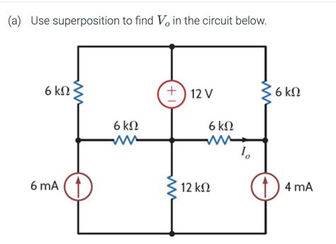 solved a use superposition to find vo in the circuit