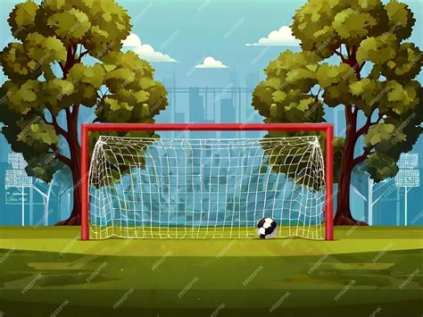 Premium Vector A Cartoon Illustration Of A Soccer Goalie With A Net