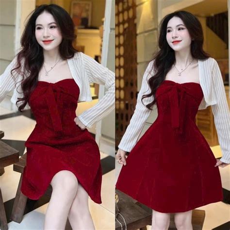 BÈo BÉo Bigsize Set ĐẦm YẾm CÚp NgỰc KÈm KhoÁc Bigsize 60 95kg Shopee Việt Nam