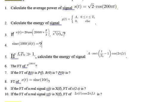 Solved 1 Calculate The Average Power Of Signal S T