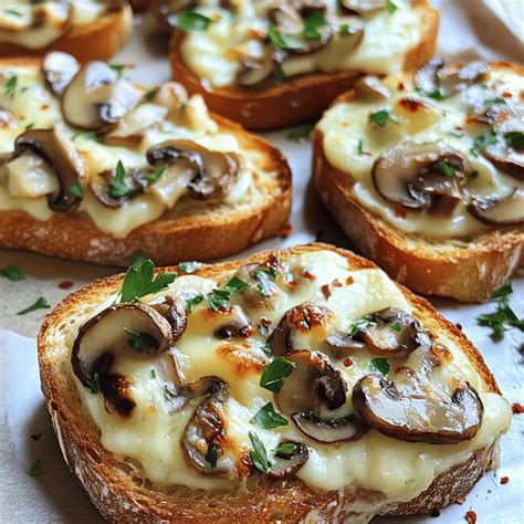 Gourmet Cheesy Mushroom And Garlic Toasts Delight Chelles Recipes