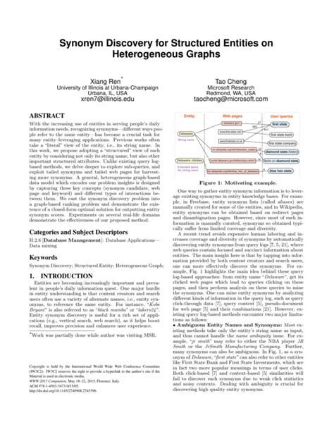 Synonym Discovery For Structured Entities On