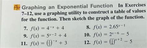 Solved Graphing An Exponential Function In Exercises 7 12 Chegg Com
