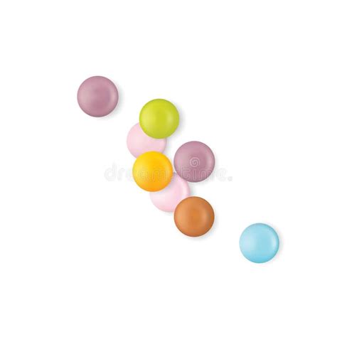 Small Round Candies Icons Colorful Dragees Multicolored Glazed Chocolate And Fruit Buttons