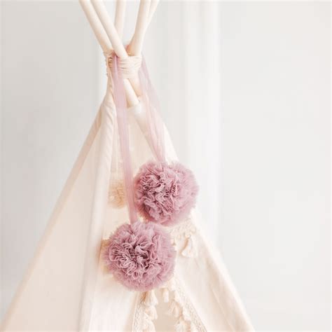 Tulle Pom Pom Teepee Topper Garland Tulle Pom Pom Balls Tent Garland