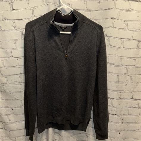 Ted Baker Sweater Mens 5 Medium Gray Pullover Quarter Zip Long Sleeve