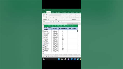 Salary Increment Format In Exce How To Add Increment In Salary Excel Ytshorts Shorts Youtube