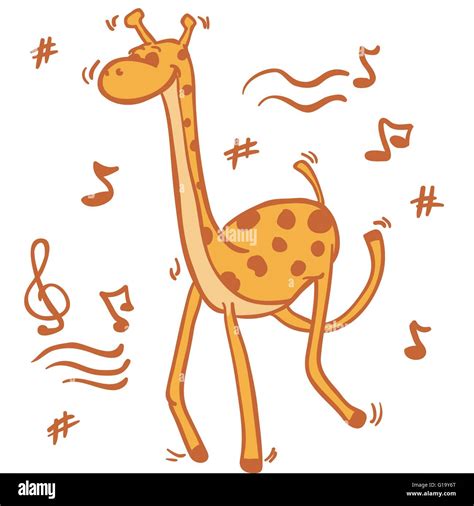 Dancing Giraffe Cartoon Doodle Stock Vector Image And Art Alamy