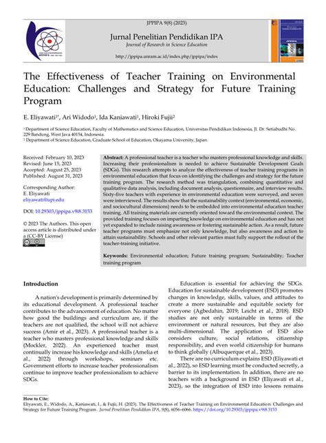 Pdf Effectiveness Of Teacher Training On Environmental Education Challenges And Strategy For