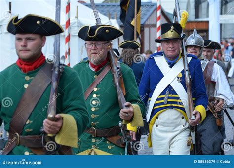 Reenactment Swedish Carolean Soldiers From 1700 Editorial Stock Image
