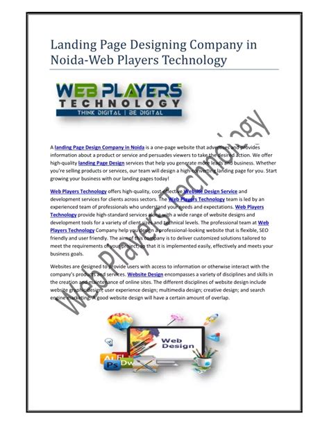 PPT Landing Page Designing Company In Noida Web Players Technology PowerPoint Presentation