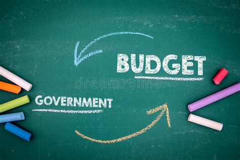 Government And Budget Concept Text On A Green Chalkboard Background