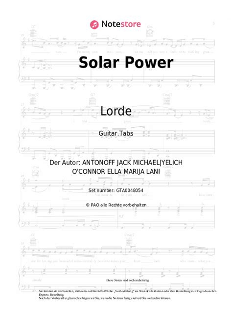 Solar Power Lorde Gitarrentabs Bei Note Store De Gitarre Tabs Sku