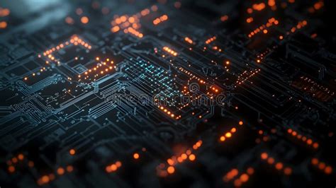 Close Up Of An Advanced Circuit Board Design Illuminated By Bright