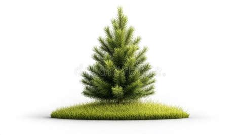 Lush Green Pine Tree Isolated On White Background Stock Illustration