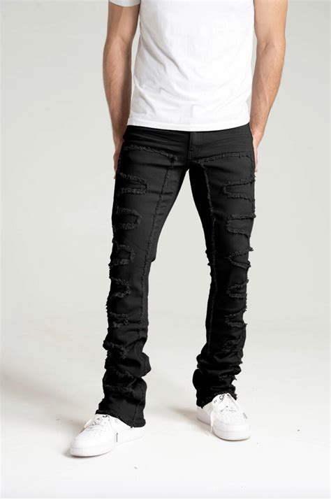 Spark Denim Stretch Twill Stack Pants Ripped Bold Outfitters