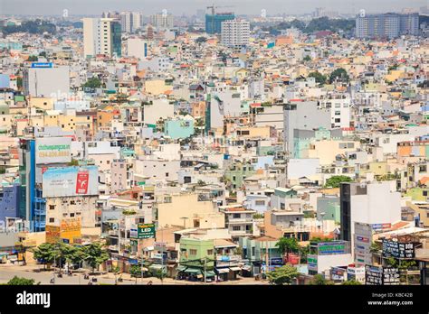 Ho Chi Minh City Or Saigon Skyline With Colorful House Vietnam