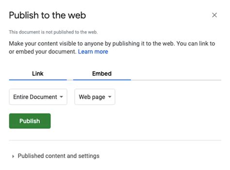 Publish To The Web