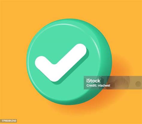 Check Mark Icon 3d Render Graphic Vector Green White Tick Box Checkmark Illustration Three