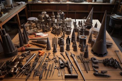 Premium Ai Image Rocket Parts Organized And Laid Out For Assembly