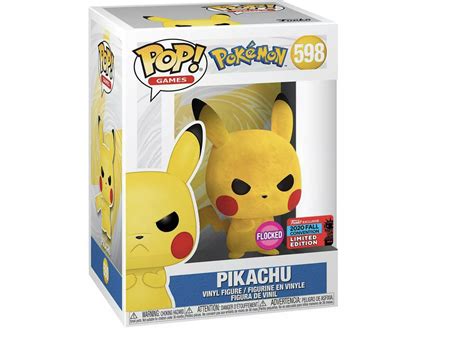 Funko Pop Games Pokemon Grumpy Pikachu Flocked Fall Convention Exclusive Figure 598