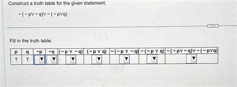Construct A Truth Table For The Given