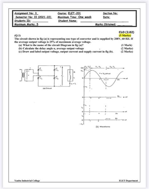 Solved Assignment No 3 Course Elet 201 Section No