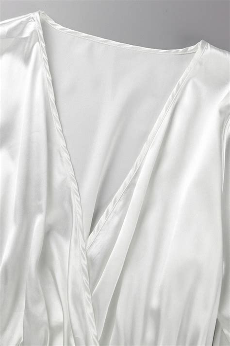 Wholesale White Casual Elegant Solid Bandage Patchwork Fold V Neck