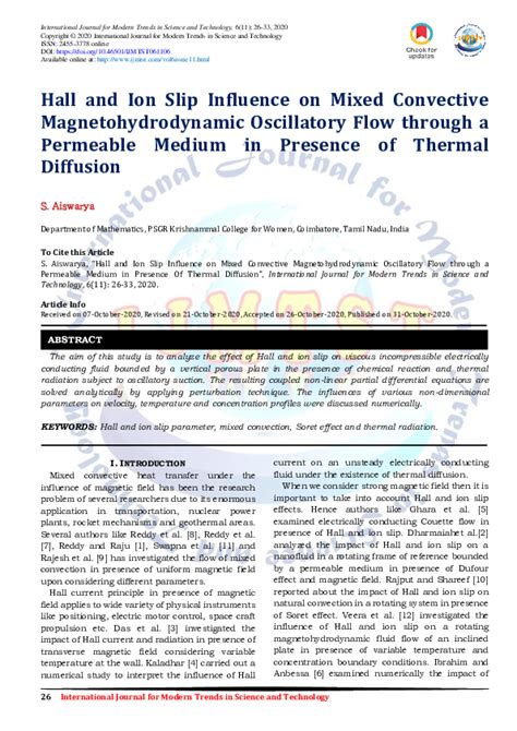 Pdf Hall And Ion Slip Influence On Mixed Convective Magnetohydrodynamic Oscillatory Flow
