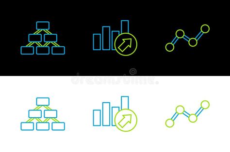 Set Line Graph Chart Infographic Hierarchy Organogram And Financial Growth Icon Vector Stock