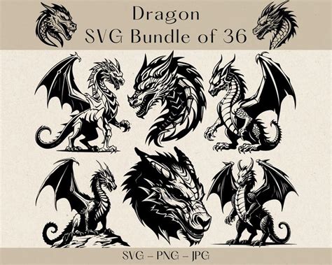 Dragon Svg Dragon Svg Bundle Dragon Clipart Dragon Vector Dragon Png Dragon Silhouette
