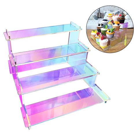Ciyison Iridescent Acrylic Display Risers Rainbow Clear Jewelry Display