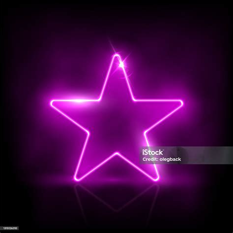 안개 추상적 배경에 반짝 빛나는 네온 보라색 별 전기 광 프레임 기하학적 패션 디자인 벡터 일러스트레이션 빈 최소한의 추상 미술 장식 0명에 대한 스톡 벡터 아트 및 기타