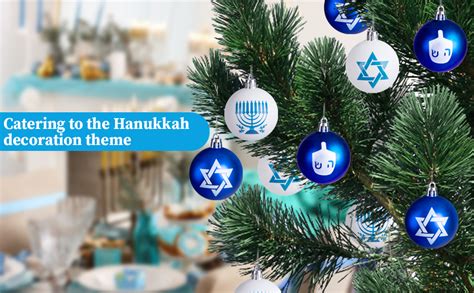 24 Pcs Hanukkah Hanging Ball Ornaments 1 6 Inch Star Of David
