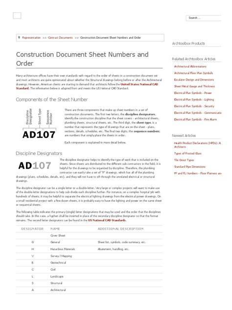 Construction Document Sheet Numbers And Order Components Of The Sheet Number Pdf Plumbing