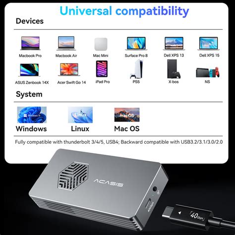 Acasis 40gbps M2 Nvme Ssd Enclosure With Cooling Fan