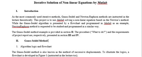 Iterative Solution Of Non Linear Equations By Matlab