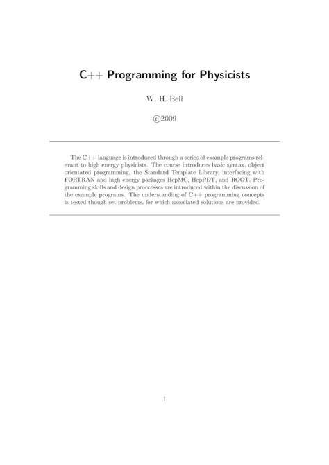 PDF C Programming For Physicistsbetween C C And JAVA A First Program Programming