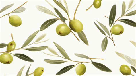 Watercolor Olive Pattern Seamless Food Texture In Vector Illustration