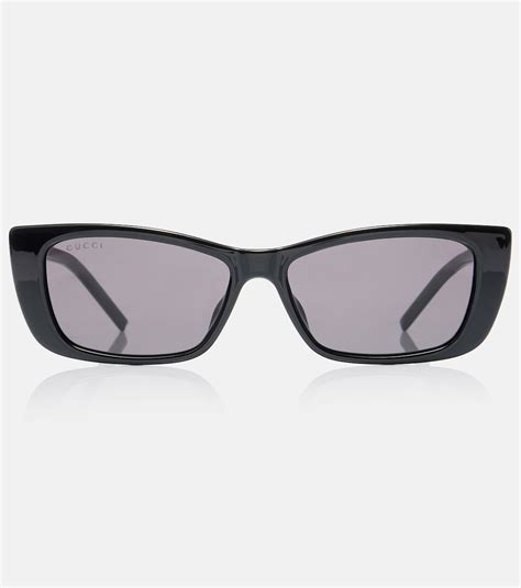 Logo Rectangular Sunglasses In Black Gucci Mytheresa