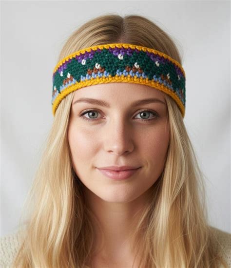 Crochet Cotton Headband Boho Hippie Hair Wear Guatemalan Knit Hair
