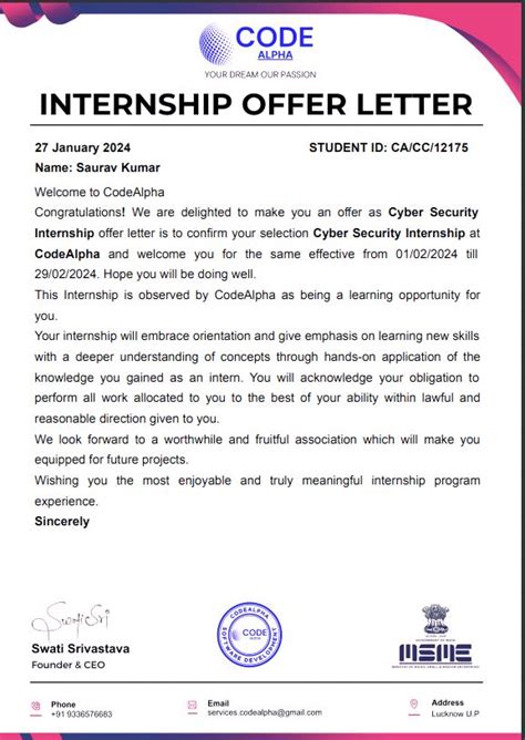 Saurav Kumar On Linkedin Codealpha Cybersecurity Cybersecurityinternship Cyber Cyberawareness