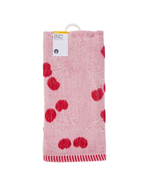 4 Pack Pink Cherry Terry Tea Towels Kmart