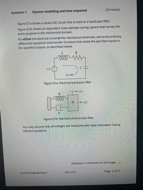 Solved A For The Electric Circuit Shown In Figure Q A Chegg