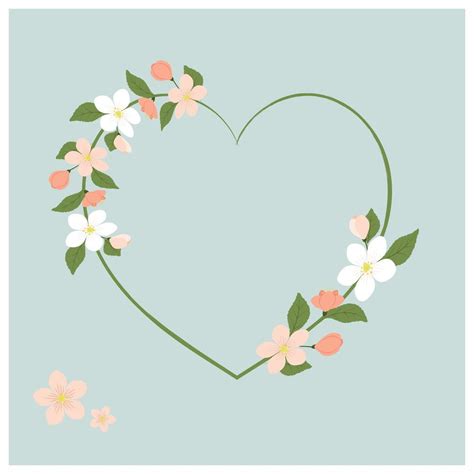 Hearts And Flowers Border Frame Heart Floral Frame Heart Shaped
