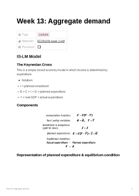 Week 13 Aggregate Demand Week 13 Aggregate Demand Type Lecture