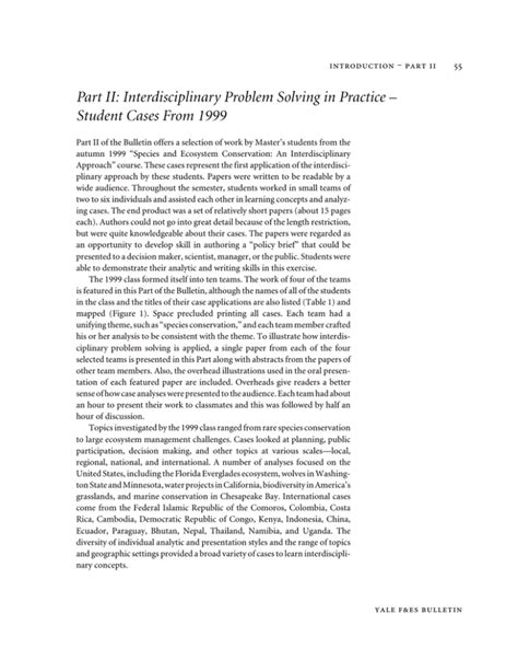 Part Ii Interdisciplinary Problem Solving In Practice