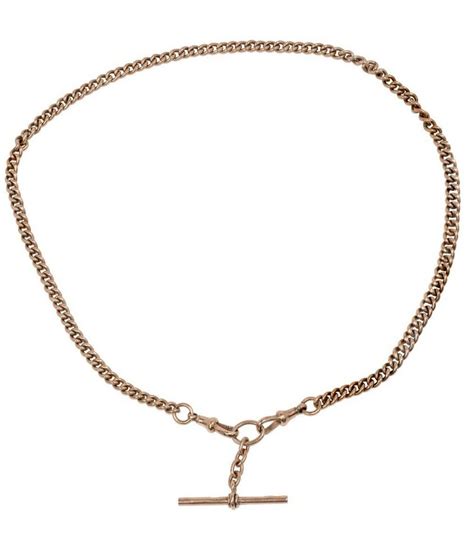 Antique 9ct Rose Gold Fob Chain With Swivel Clips Necklace Chain Jewellery